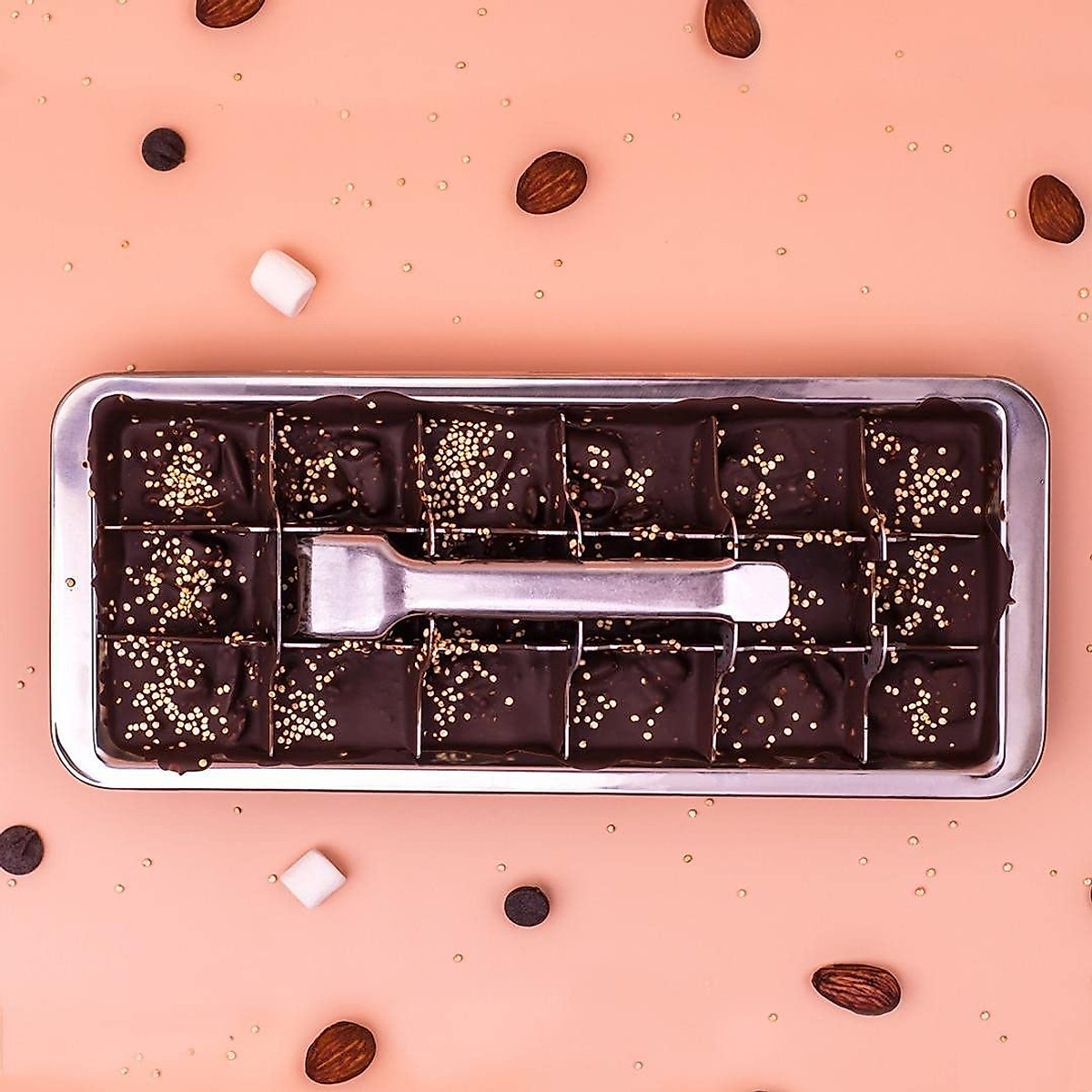 Metal Ice Cube Trays for Freezer with Easy Release Handle,and Building Brick Ice Tray or Candy Mold for Lego Fans,2pcs Ice Freezer Molds