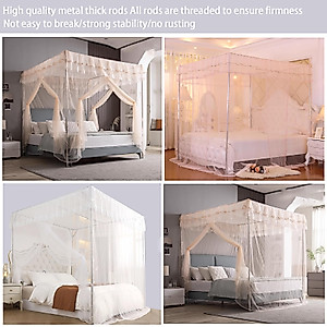 VELSKUD Canopy Bed Frame, Thicken Stainless Steel Bed Canopy Frame, Bed Post Poles 4 Corner Canopy for Metal Bed Mosquito Bed Poles Canopy Frame