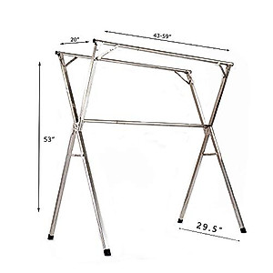 AIODE Clothes Drying Rack for Laundry Foldable Free of Installation Adjustable Stainless Steel Garment Rack
