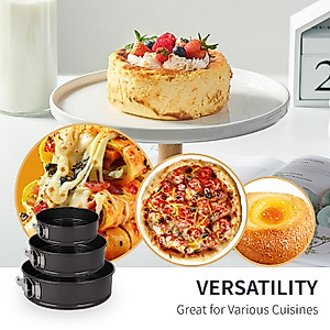 Springform Cake Pan Set，Nonstick Leakproof 3 pcs Cake Pan Bakeware For Cheesecake, Tier Wedding Cakes, And More - Removable Bottom, Leakproof Bakeware Sets(4"/7"/9")