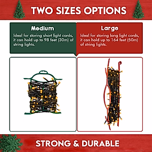 EDSRDUS Set of 6 Rope Winder, Strong & Hangable Light & Cord Wind Up Christmas Light Storage for Organizing Christmas Lights & Electric Cords, Each Holds Up to 98 ft (Green, 7inch x 8inch)