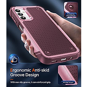 LeYi for Samsung Galaxy A14 5G Case: Samsung A14 5G Case with 2 Pack Screen Protectors, Dual Layer Protective PC Back & Soft Bumper Resilient Shock Absorb Case Cover for Samsung A 14 5G, Red Pink