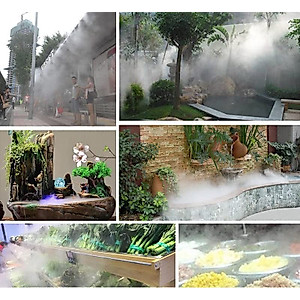 NP Mist Maker 12 Head Fogger Stainless Steel Pond Mister with Waterproof Power Supply & 5M/16.4ft Long Cable Ultrasonic Humidifier for Water Fountain Spray Machine