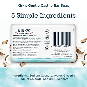 Kirk's Original Coco Castile Soap Fragrance Free 4 oz, Pack 18