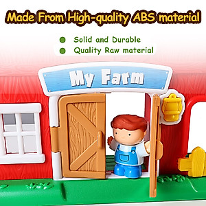 iPlay, iLearn Toddler Large Farm House Toys Set W/ Animal Figures, Tractors, Barn, Farmer People & Fence, Kids Imaginative Pretend Play W/ Animals Sound, Birthday Gift for 2 3 4 5 6 Year Old Boy Girl