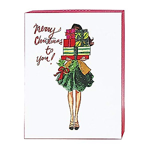 Graphique Chic Xmas Holiday Cards | Pack of 20 Blank Cards with Envelopes | Christmas Greetings | 4 Assorted Designs with Glitter Accents | Boxed Set for Personalized Notes | 4.25" x 5.875"