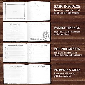 WPF Supplies in Loving Memory Funeral Guest Book 9¨x7¨, Black Funeral Guest Book for Memorial Service with Silver Pen and Holder, Memorial Service Guest Book, Funeral Registry Book