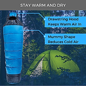 Viking Trek 350x Lightweight Adult Sleeping Bag – Warm & Breathable, Compact Camping Gear for Hiking and Backpacking - Camping Essentials - Includes 100% Waterproof Stuff Sack