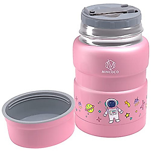 MINCOCO Insulated Food Jar Thermos for Hot Food, Lunch Container Keeps Hot/Cold, Stainless Steel Vacuum Bento Lunch Box for Kids/Adults with Spoon, 17 Ounce, Galaxy Series