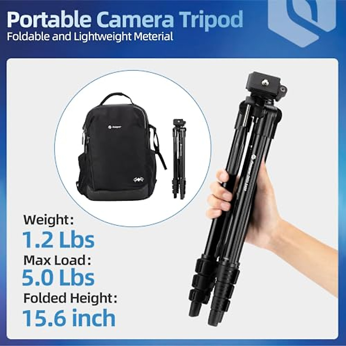 Fotopro Camera Tripod, 48" Phone Tripod with 3-Way Head, Lightweight Aluminum Tripod for Phone with Phone Mount Remote Control, Portable Travel Tripod, Camera Stand Compatible with DSLR