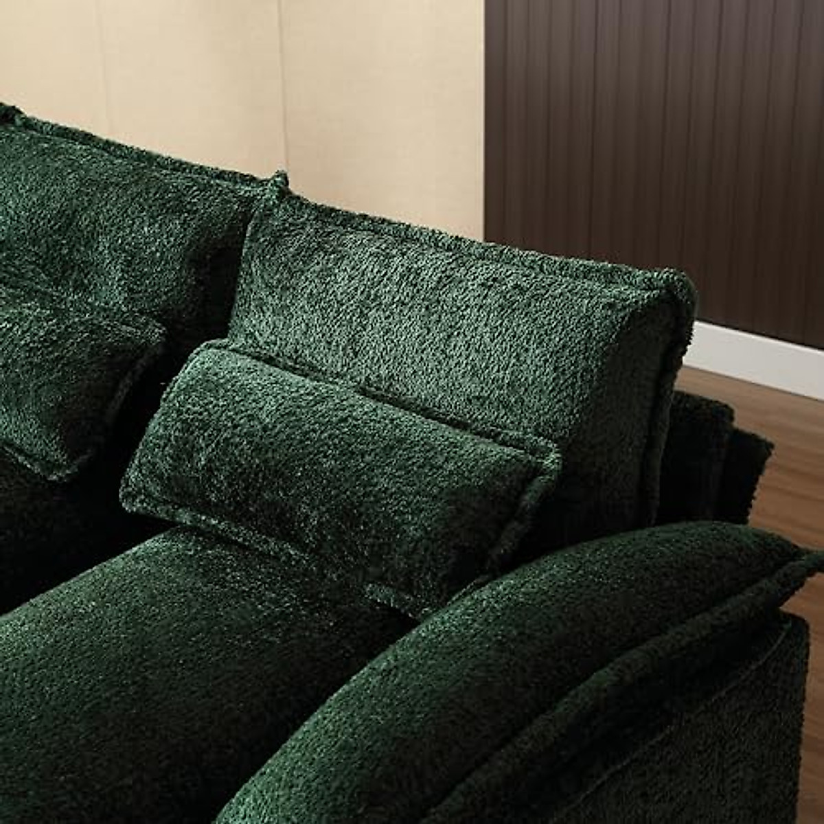 FREESNOOZE Modern Chenille U Shaped Sectional Sofa Modular Sectional Sofa Couch for Living Room (Green)