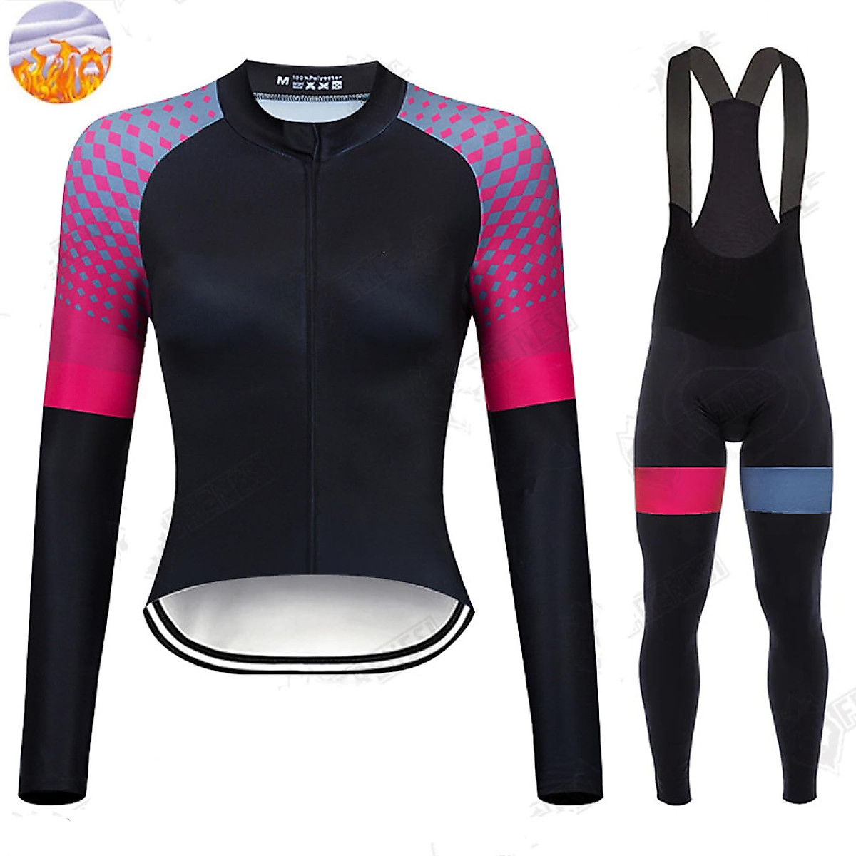 Cycling Winter Jacket Bicycle Long Sleeve Warm Tops Women's Outdoor Thermal Fleece Jersey Mtb Road Bike Sports Clothing (9, Medium)