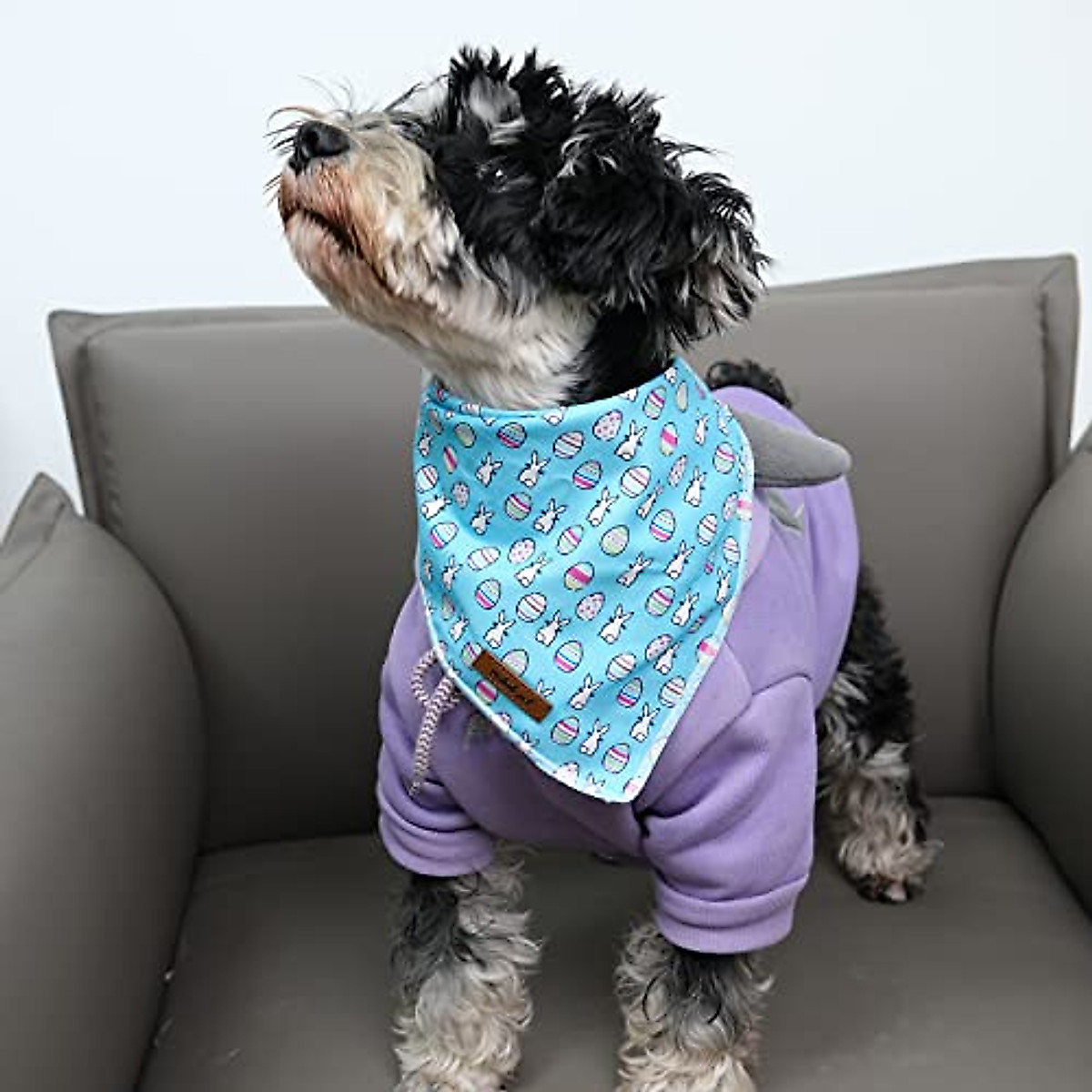 Babole Pet Easter Gift Dog Bandanas, 1PC Rabbit Egg Washable Square Dog Scarfs for Small Medium Large Dogs Adjustable Dogs Bib Scarfs for Girl and Boy(S)