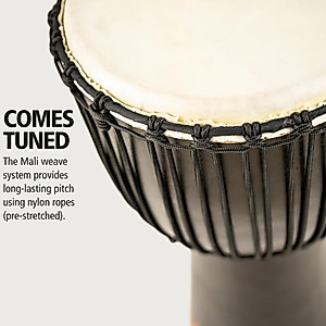 Meinl Percussion Djembe Hand Drum Circle Instrument, Carved Mahogany Headliner Series — NOT Made in China — African Mali Weave Ropes, 2-Year Warranty, Congo, Extra-Large (HDJ1-XL)