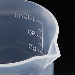 Waziaqoc 100ml/3.4oz Plastic Graduated Beaker (3 Pack), Transparent PP Measuring Cup Mixing Cup for Kitchen Lab