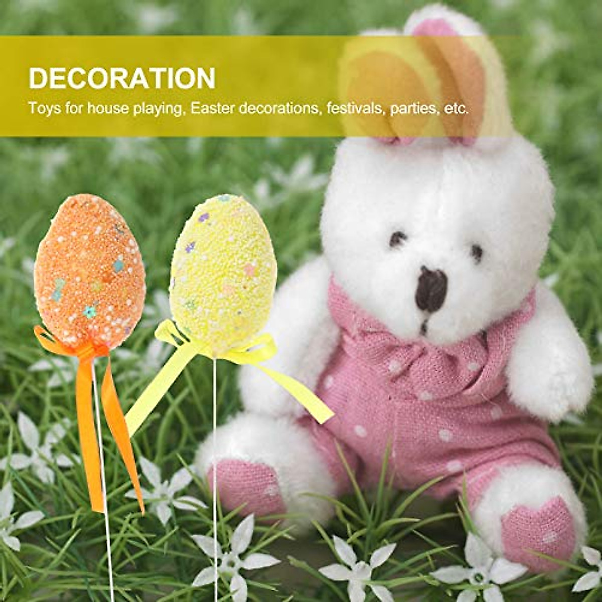 Toddmomy 24pcs Easter Egg Tree Branches Flower Picks Floral Arrangement Easter Egg Ornament for Easter Wreath Tree Garden Decoration