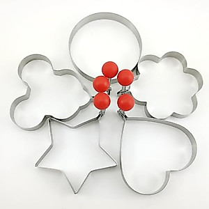 Stainless Steel Cake Mold DIY Heart Shaped Egg Fryer Kitchenware. 5 Piece Set of Omelet molds