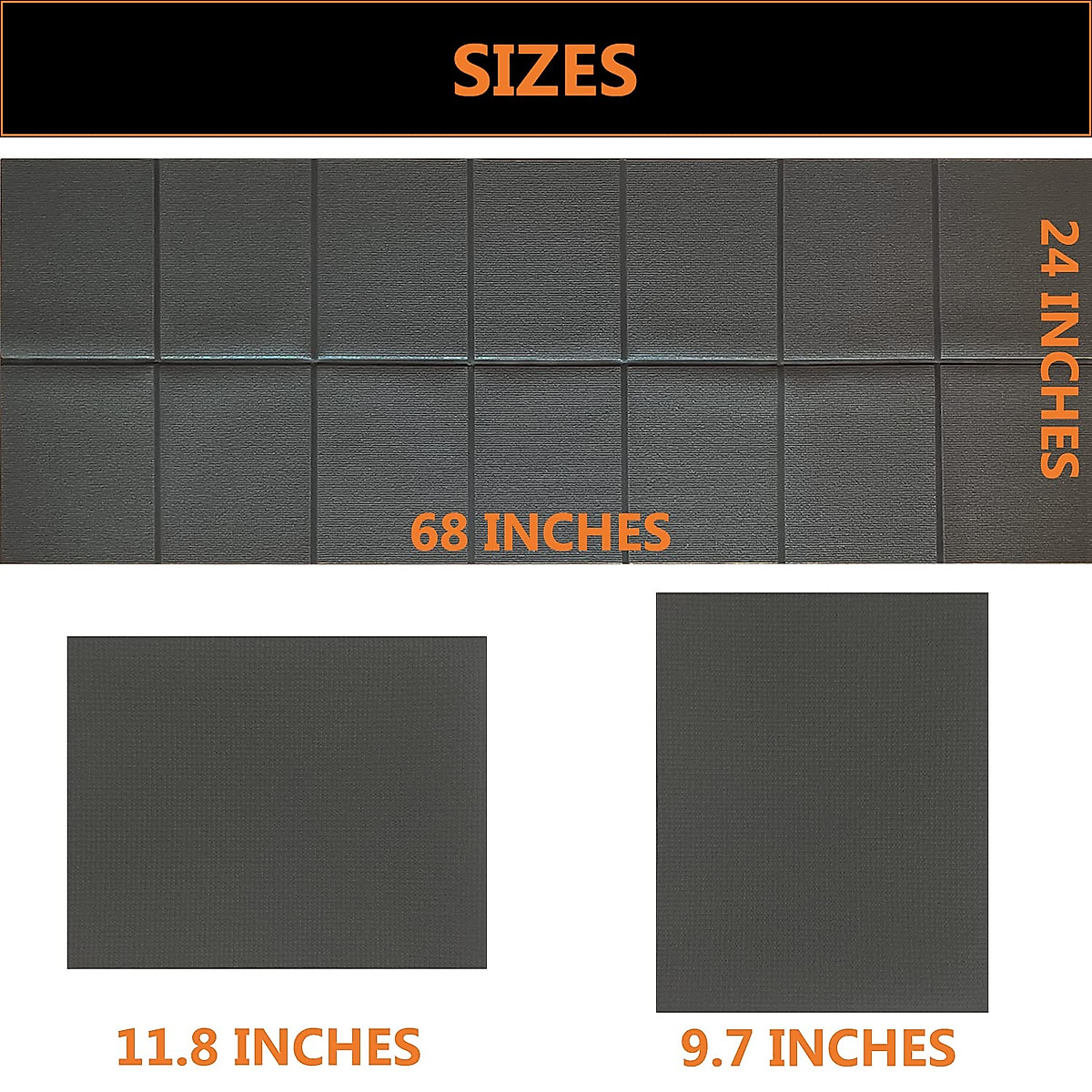 Under Sink Kitchen Mat Liner- 68’’ x 24’’ Big Size Non-adhesive Under Sink Protector with Bump Texture Black Shelf Liner Drawer Liner