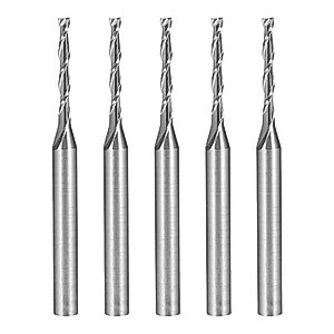 uxcell 5PCS 1/8" Shank 1.5mm x 12mm Carbide End Mill CNC Router Bits 2 Flute Milling Bit for Acrylic PVC MDF Wood