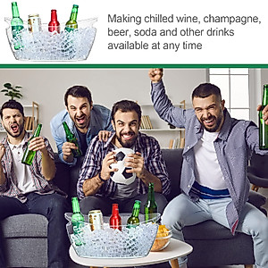 3 Pcs 5.5 Liter Clear Ice Bucket for Parties Clear Acrylic Champagne Bucket Beverage Tub Beverage Chiller Bin with Easy to Carry Handles for Wine Champagne Drink Party, Fits 3 Wine or 5 Beer Bottles