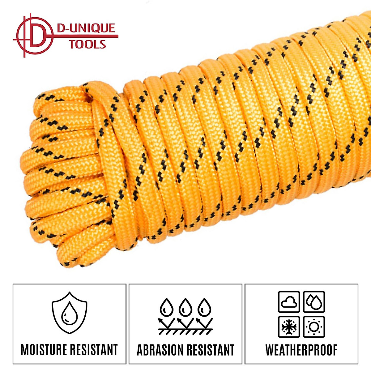 DT-Rope 1/2 in x 100 ft Diamond-Braid Polypropyle Rope (Yellow-Multicolor)