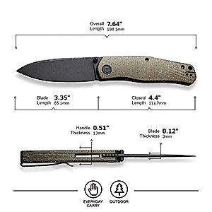 CIVIVI Sokoke Folding Knife, Ray Laconico Pocket Knife for EDC, 3.35" 14C28N Steel Blade Burlap Micarta Handle Thumb Stud Opener Front Flipper Utility Knife C22007-2