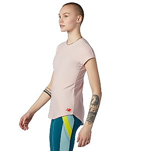 New Balance Women's Transform Perfect Short Sleeve, Oyster Pink Heather , Medium