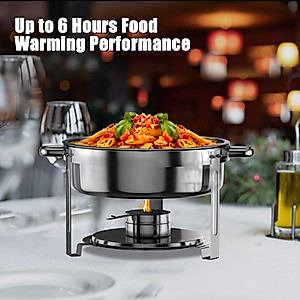 Chafing Dish Buffet Set 2 Pack, 5.5 QT Round Chafing Dishes for Buffet with Glass Lid & Lid Holder, Stainless Steel Chafers and Buffet Warmers Sets for Catering, Parties and Weddings