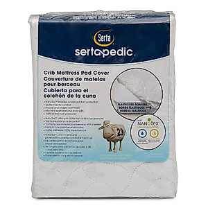 Delta Children Serta Sertapedic Crib Mattress Pad Cover/Protector with Nanotex Stain Repel and Release, Large, White