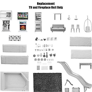 Replacement Parts for Barbie Doll Dreamhouse - GRG93 ~ Replacement TV and Fireplace Unit