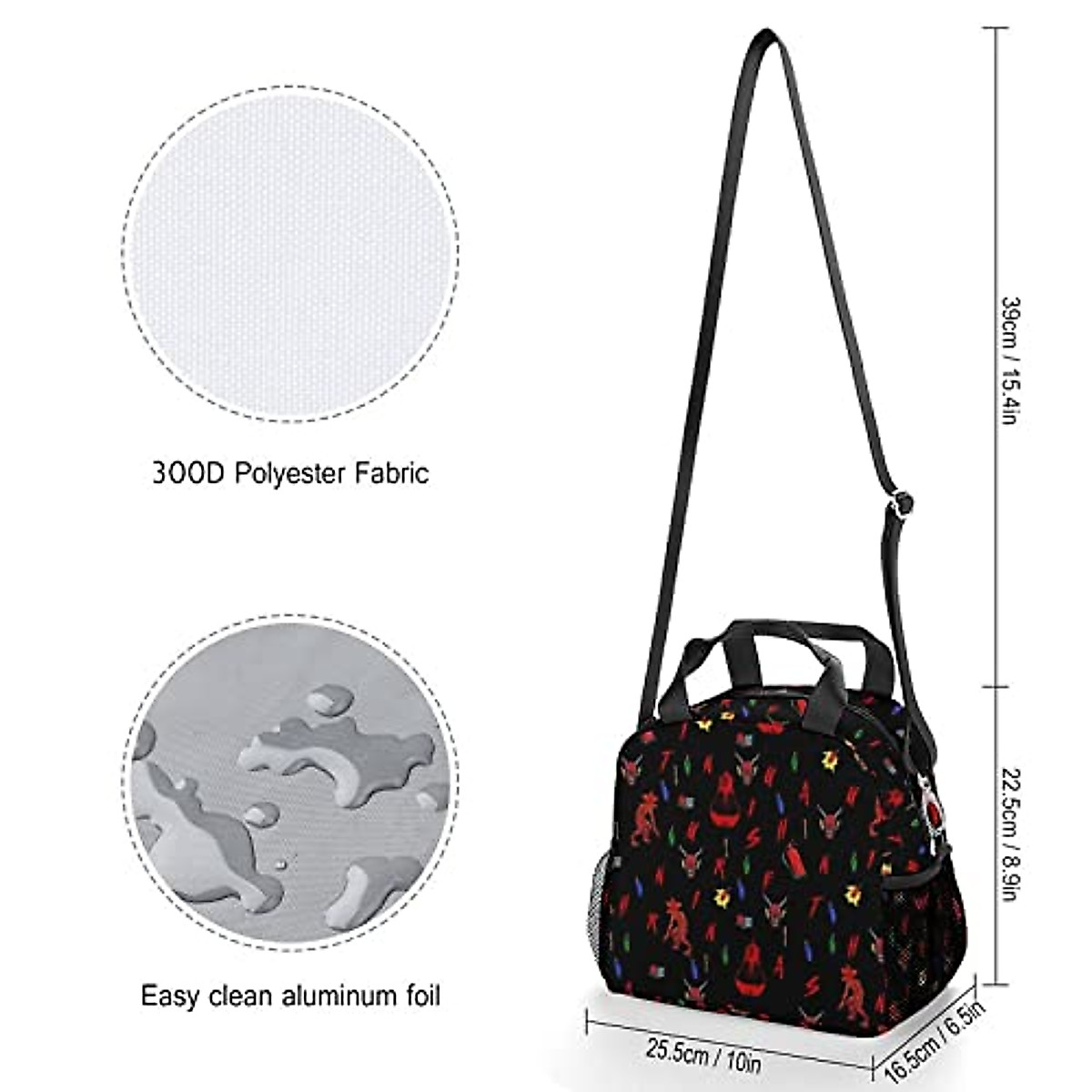 Kusind Insulated Lunch Bags ​Stranger School Things Lunch Box for Work with Adjustable Shoulder Strap One Size (Red starry sky)