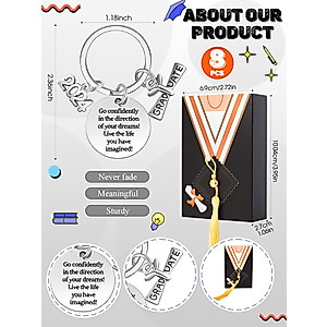 Taiyin 16 Pcs Class of 2024 Graduation Keychains Graduation Gifts Inspirational Graduation Keychains Stainless Steel Key Ring Appreciation Gift Ideas with Gift Box for Students