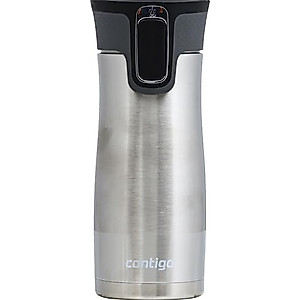 Contigo West Loop Stainless Steel Vacuum-Insulated Travel Mug with Spill-Proof Lid, Keeps Drinks Hot up to 5 Hours and Cold up to 12 Hours, 16oz Steel/Black