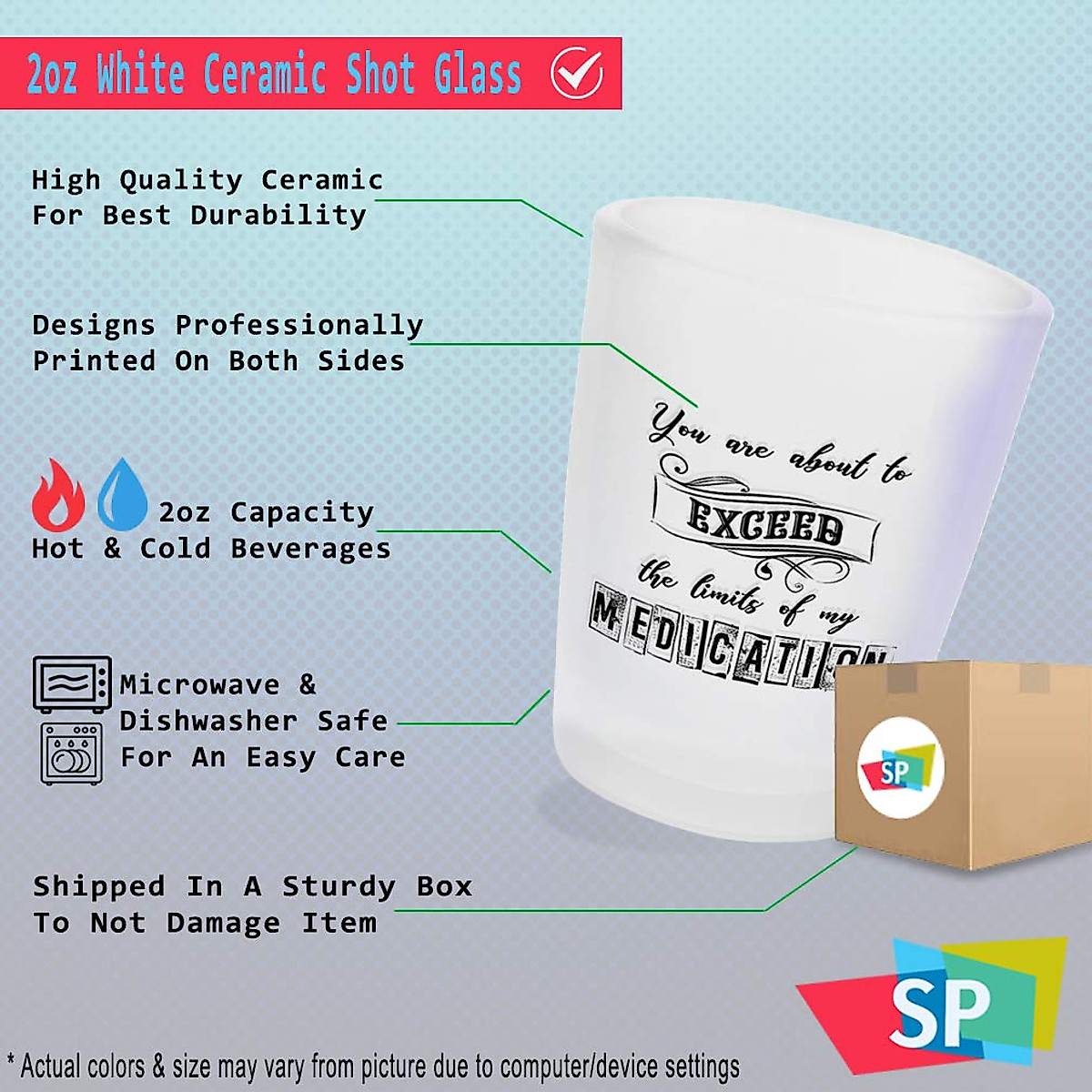 Shot Glasses Bar Accessories Custom Personalized Photo Picture & Text Alcohol Bar Supplies Set of 6 Ceramic 2 Oz