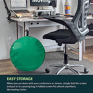 Julius Studio (New Gen.) 56in / 142cm Chromakey Green Screen Round Chair Backdrop Patented, Foldable Collapsible Pop Up Webcam Background, Streaming, Video, Conference, True Chroma Key Color, JSAG836