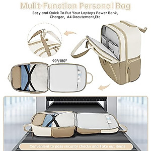 ZOMFELT Carry On Underseat Multi-functional,17-inch Rolling Lightweight Overnight Suitcase, Wheeled Carry On Case for Airplanes, Travel Carry on Suitcase with Wheels for Women Work Travel,Beige