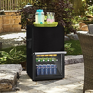 Sobana Beverage Refrigerator and Cooler Cover for most 3.2 Cu.ft Beer or Wine Mini Fridge,Waterproof Dust Proof Anti-UV Sides Zipper Can Be Opened(20" W x 20" D x 33" H,Black)