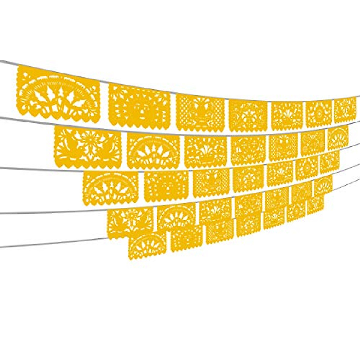 Yellow Party Decorations Papel picado Banners for Fiestas, Weddings, Birthdays, Bridal Showers and Baby Showers, Made from Tissue Paper WS65