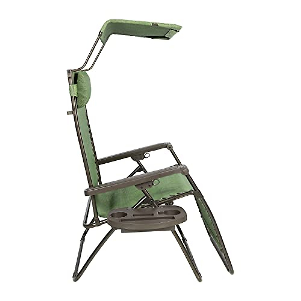 Bliss Hammocks GFC-467XWGB Wide XXL Zero Gravity w/Canopy, Pillow, & Drink Tray Folding Outdoor Lawn, Deck, Patio Adjustable Lounge Chair, 360 lbs, Weather Resistant, Green Banana Leaf, 33-Inch