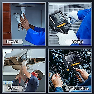 Endoscope Camera with Light, Inspection Camera with 5" IPS Screen, Endoscope with 32GB TF Card, 16.4ft Semi-Rigid Cable Borescope with Dual Lens, IP67 Waterproof LED Lights, Hardshell Case (Orange)