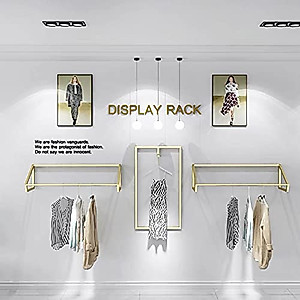 WFDERAN Modern Simple Clothing Store Heavy Duty Metal Display Stand,Wall-Mounted Garment Rack,Clothes Rod,Bathroom Hanging Clothes Towel (39" L)