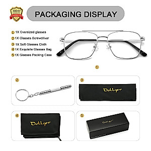 Dollger Square Clear Lens Glasses Non-prescription Fake Metal Aviator Frame Eyeglasses
