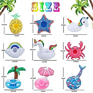 Pool Floaties for Girl Dolls,9 Pack Swimming Inflatable Drink Floats,Inflatable Cup Coasters with Air Pump for Summer Pool Party,Pool Party Ring Drink Holder for 11.42 inch Tall Dolls Pool Toys