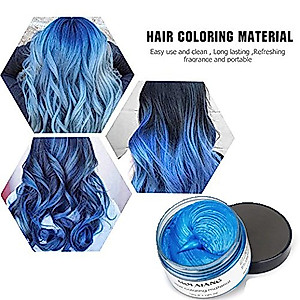 BeeShine Hair Coloring Wax, Blue Disposable Instant Matte Hairstyle Mud Cream Hair Pomades for Kids Men Women to Cosplay Nightclub Masquerade Transformation …