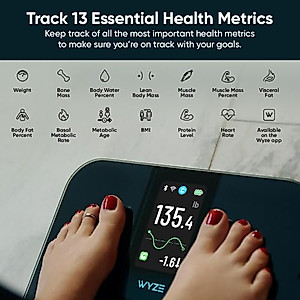 Ultra, Smart Scale with 4.3" Color Display, FSA HSA Eligible, Digital Bathroom Scale for Body Weight BMI Muscle Mass Composition, Wi-Fi & Bluetooth Body Fat Scale with Heart Rate- Black