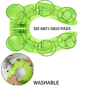 Travel Potty Seat for Toddler - Folding Toilet Seat Cover Travel Potty Training seat for Baby Boy Girl Toddler Kid Upgrade 6 Non Slip Pad FABUDERFUL