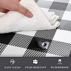 MAYHMYO Kitchen Mats 2 PCS Anti Fatigue Kitchen Rugs Non Skid Waterproof Kitchen Floor Mat Cushioned Black and White Kitchen Rugs Farmhouse Comfort Standing Kitchen Mats for Floor, House, Sink, Office