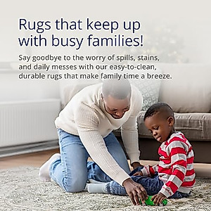 Abani Savoy Collection Area Rug - Beige/Green Vintage Design - 7'9" x 10'2" - Easy to Clean - Durable for Kids and Pets - Non-Shedding - Medium Pile - Soft Feel - for Living Room, Bedroom & Office