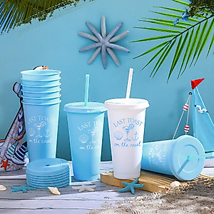 Qinyoung 16 Pcs Last Toast on the Coasts Bachelorette Party Plastic Cups 24 oz Bachelorette Party Tumbler with Lids and Straws Camp Bachelorette Cups for Bride Bridesmaid Last Toast on the Coast Gifts