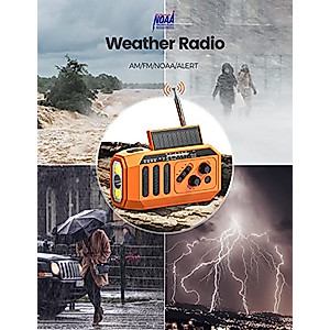 FORTECLEAR 5000mAh Hand Crank Solar Emergency Radio, 3W LED Flashlight/Reading Lamp Weather Radio, NOAA/AM/FM Portable Radio Indoor and Outdoor, SOS Alarm and Phone Charge, Survival Gear for Hurricane